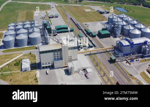 Contemporary industrial territory in the countryside. Exterior of ...