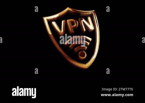 VPN virtual private network communication golden metal shine symbol ...