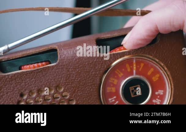 Male Fingers Adjust Frequency on an Old Vintage Retro Receiver in ...