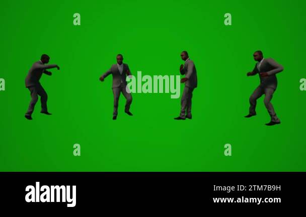 Black business man green screen walk mobile phone talking sitting ...