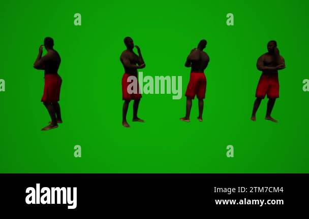 3D black lifeboat green screen walking and caring and talking to phone ...