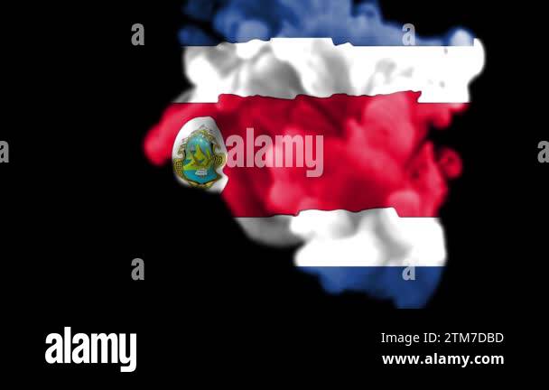 Smoke animation of revealing the country flag of Costa Rica, the ...