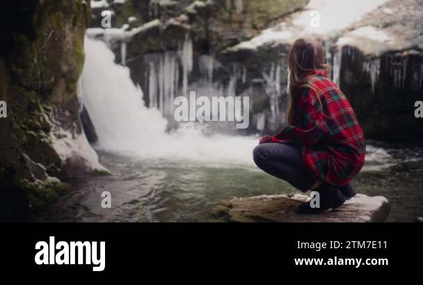 Female traveler finds inner peace in the beauty of nature, hiking ...