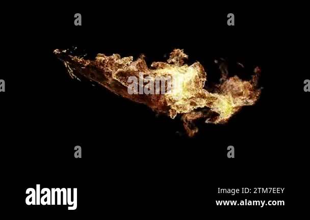 Fire flames sparks leaking from an oil gas pipeline on black background ...