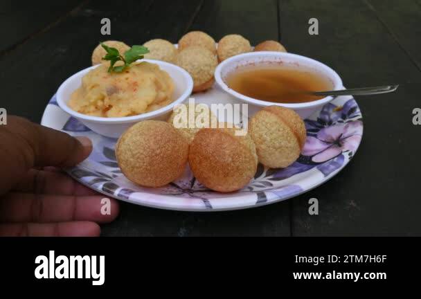 Delicious Panipuri. Its other names Golgappa and Puchka. It is a famous ...