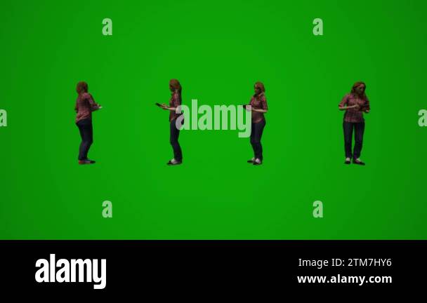 3d European female employee green screen talking and calling the office ...