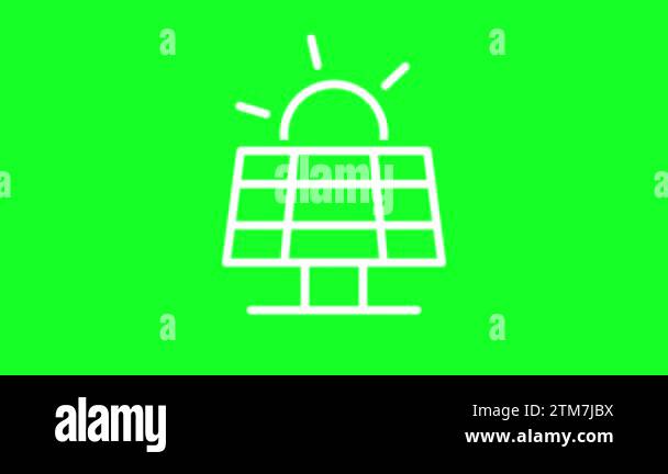 Animated solar panel white line icon. Appliance for home. Loop HD video ...