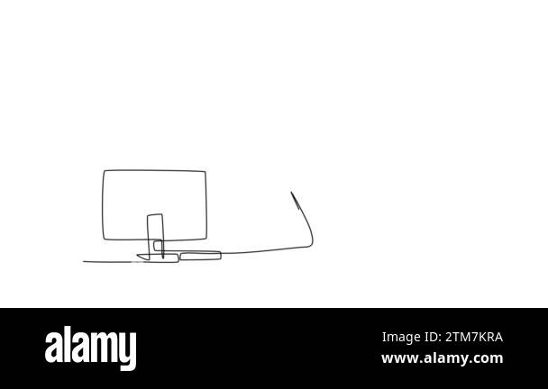 Self drawing animation of single line draw young angry male manager ...