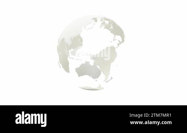 Earth globe white color. Animation revolves around itself seamless loop ...