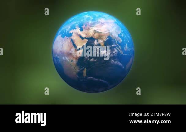 3D animation - Planet earth rotating in a loop on a natural green ...