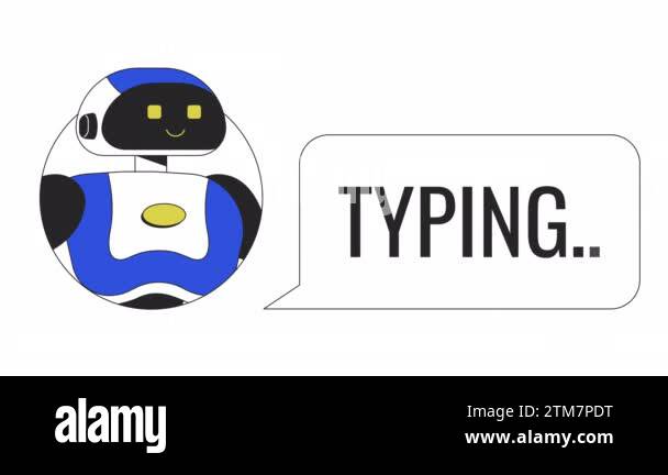 AI chatbot typing animation. Animated virtual assistant answering ...