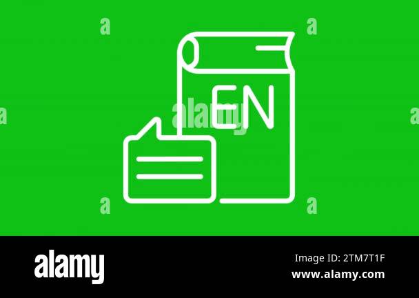 Learn language white line animation. Book and moving chat bubble. Study ...