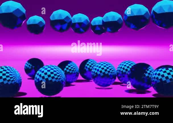 Animation wallpaper - rotating glossy spheres. Futuristic scene with 3d geometric form ...