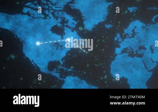 World map animated background. Neon world map connected by grid. Global ...