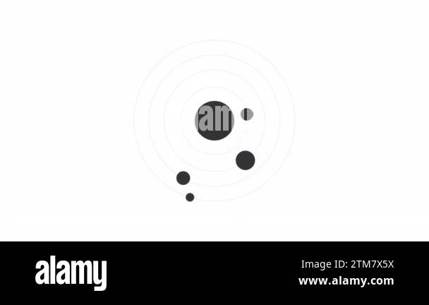 Animated solar system loader. Planets around sun. Simple black and white loading icon. 4K video ...