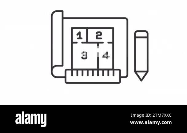 Floor plan linear animation. Apartment project. Technical drawing ...