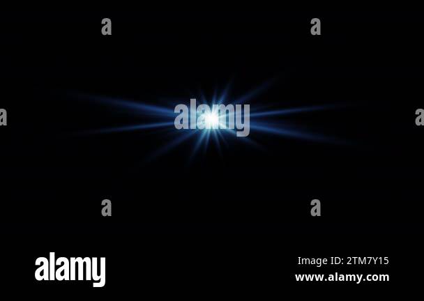 Loop center flickering golw blue optical lens flares shine rotation ...
