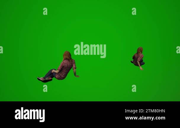 3D European female employee green screen talking and calling while ...