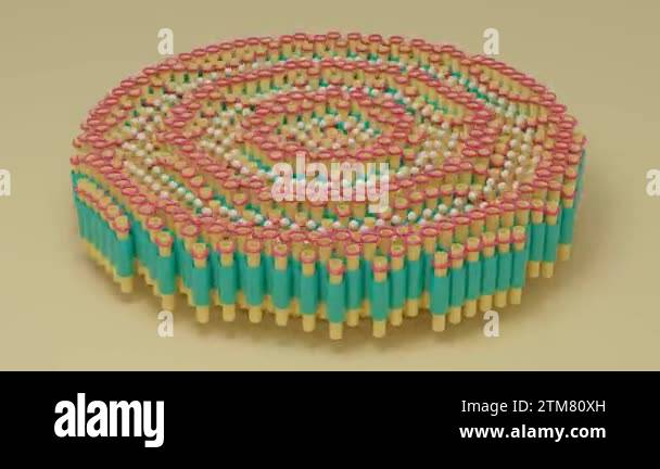 loop 3d animation a lot of tubes of different diameters and rings with ...