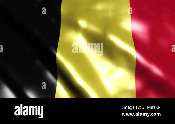 Belgian flag waving in wind video footage Full HD. Realistic Belgian ...