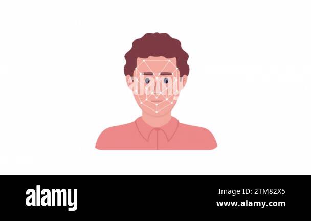 Animated scanning facial features. Computer vision. Matching human face ...