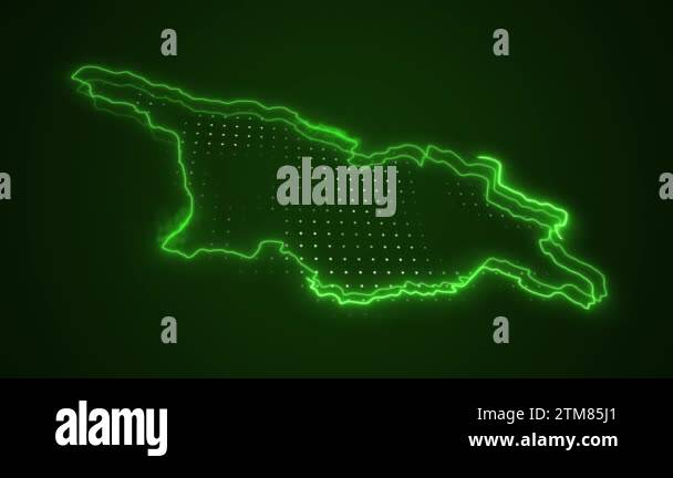 Neon Green Georgia Map Borders Outline Loop Background. Neon Green ...