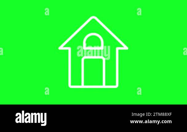 Animated house white line icon. Real estate agency. Home purchasing. Loop HD video with chroma ...