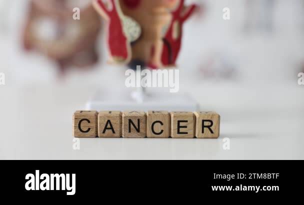 Colorectal cancer text on cancer cubes in clinic. Malignant tumor of ...