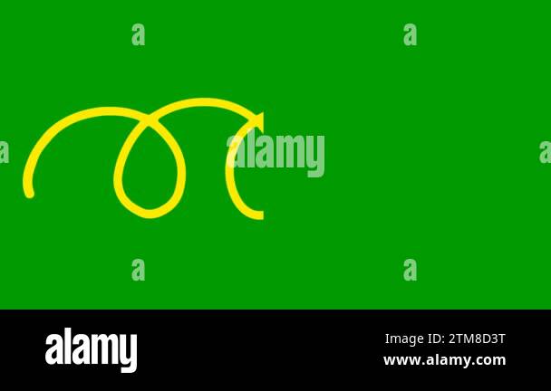 Animated symbol of arrow with loops. Hand drawn yellow arrow points to ...
