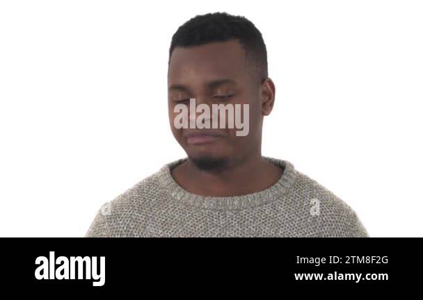 Man nods his head and looks at the camera. Disapproval, no gesture ...