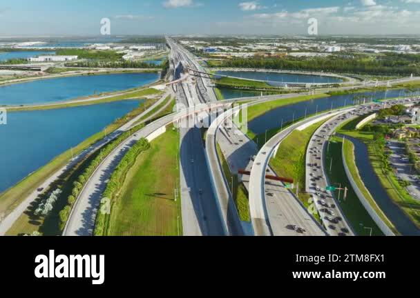 Construction roadworks on american transport infrastructure. Renovation ...