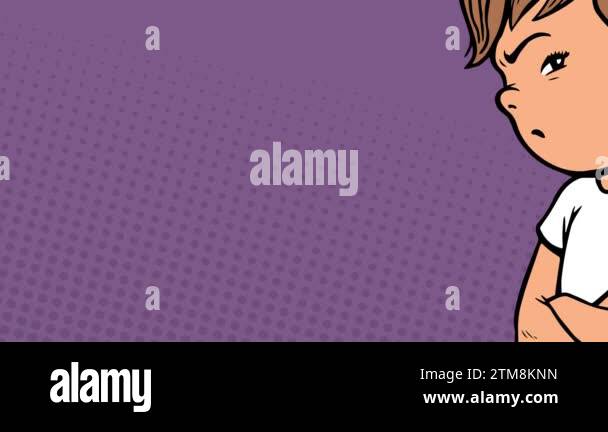 Offended little boy. Stubborn pose. Dissatisfied and naughty child ...