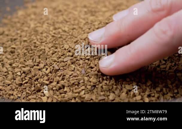 Female Hand Touches with Fingers the Granules of Loose Instant Coffee ...
