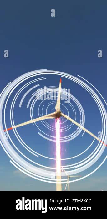 Wind turbine with motion graphics hud infographic animation. Technology ...