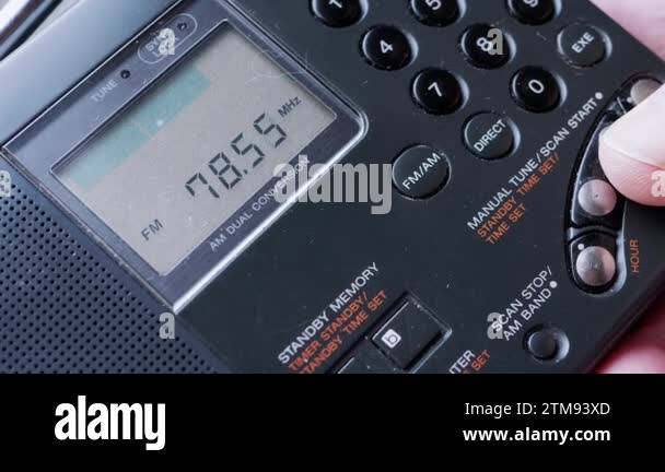 Searching a Frequency on Black Dusty Modern Portable Digital Radio ...
