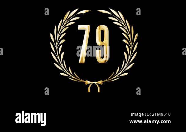 Golden laurel wreath and number 79, award, alpha channel Stock Video ...