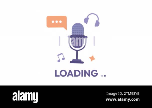 Animated podcast microphone loader. Recording. Flash message 4K video ...