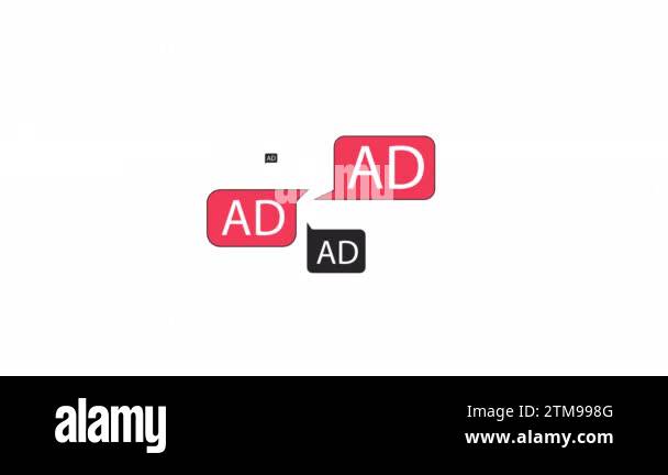 Animated too many ads bubbles. Flat outline style icon 4K video footage ...