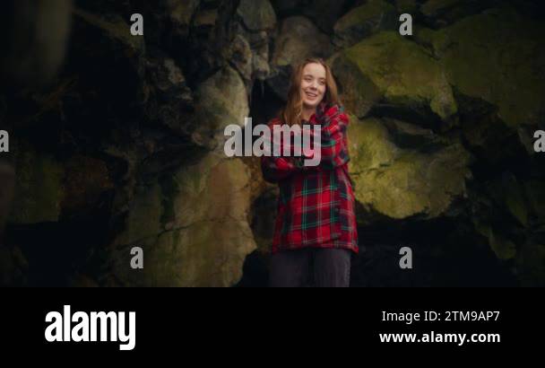 Female traveler finds inner peace in the beauty of nature, hiking ...