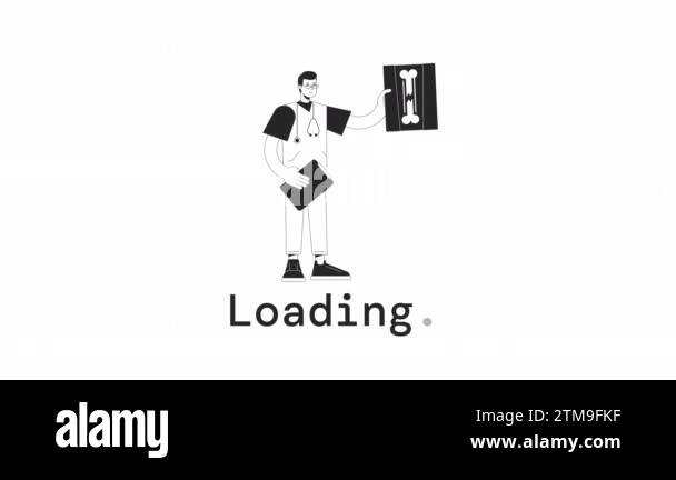 Bone x-ray bw loader animation. Diagnostic imaging in hospital. Flash ...