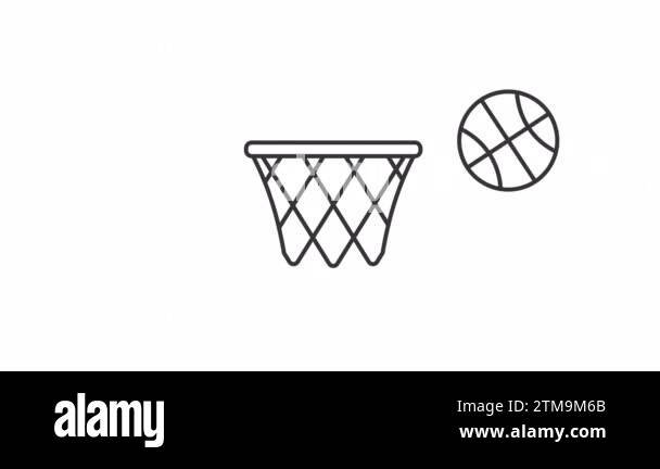 Free throw linear animation. Basketball game. Ball and basket. Sport ...