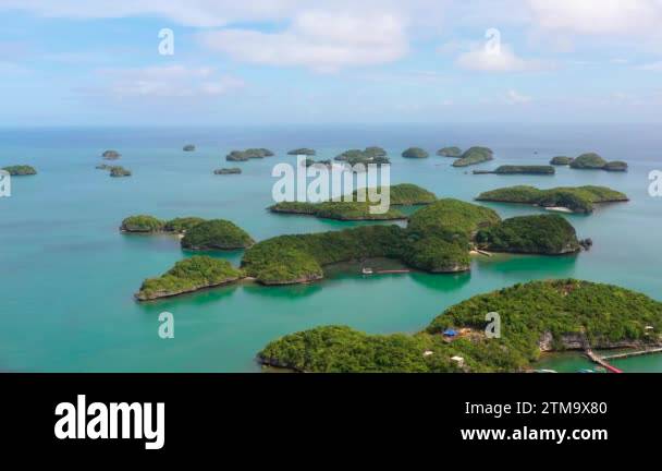 Cluster of small islands in Hundred Islands National Park, Pangasinan ...