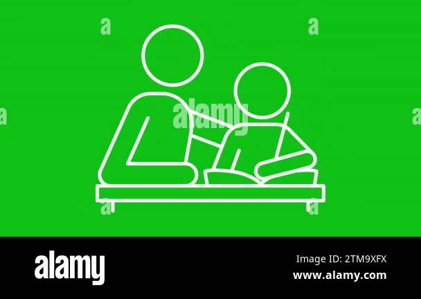 Homework help white linear animation. Parent explaining lesson to child ...