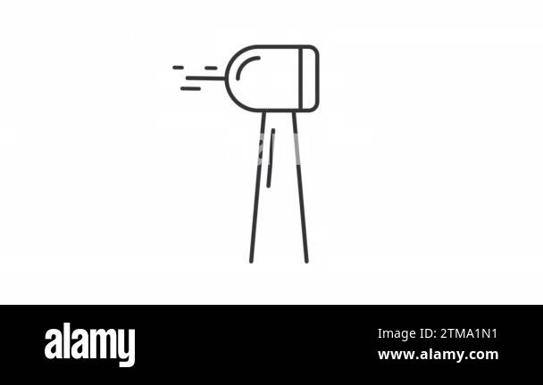Animated dental drill linear icon. Mechanic instrument for tooth ...