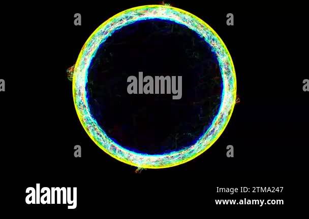 Blazing ring of fire rotates on a black background. Fiery flames and ...