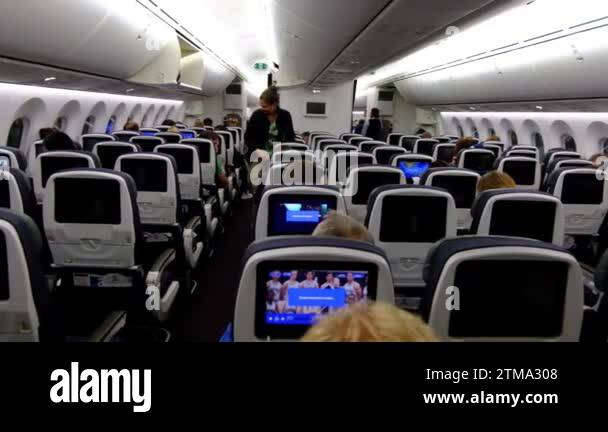 Aeromexico Dreamliner Boeing 787 Interior with People and Passenger ...