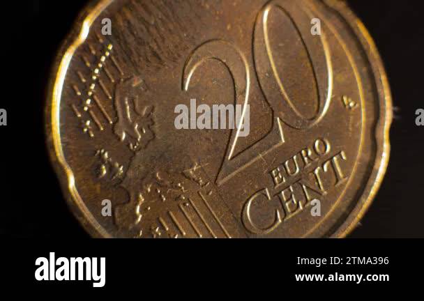 Euro coins with visual animation. Animation of the main currency stop ...