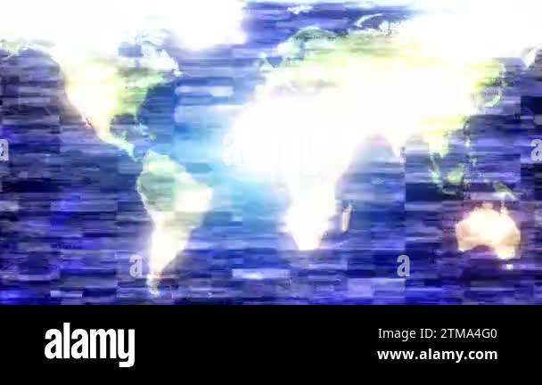 Five seconds Countdown Timer with world map glitch effect animation ...