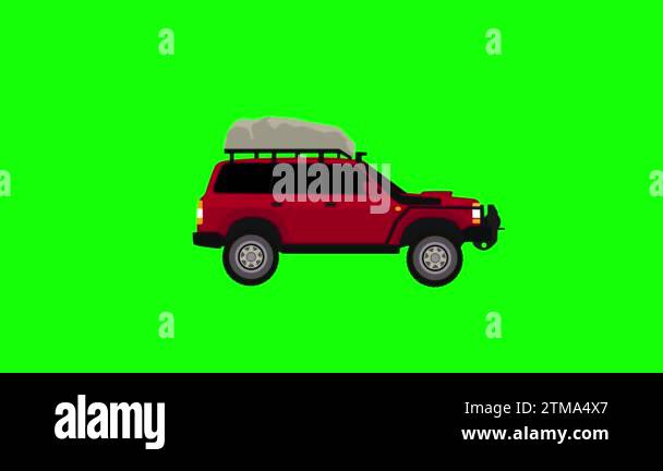 Cartoon flat design animation of a moving car SUV. red car Seamless ...