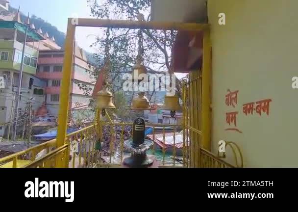 lord shiva temple with bells at morning video is taken at rishikesh ...